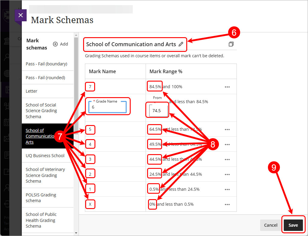 Create a Mark Schema (1-7 grades) (Ultra) - eLearning - University of Queensland